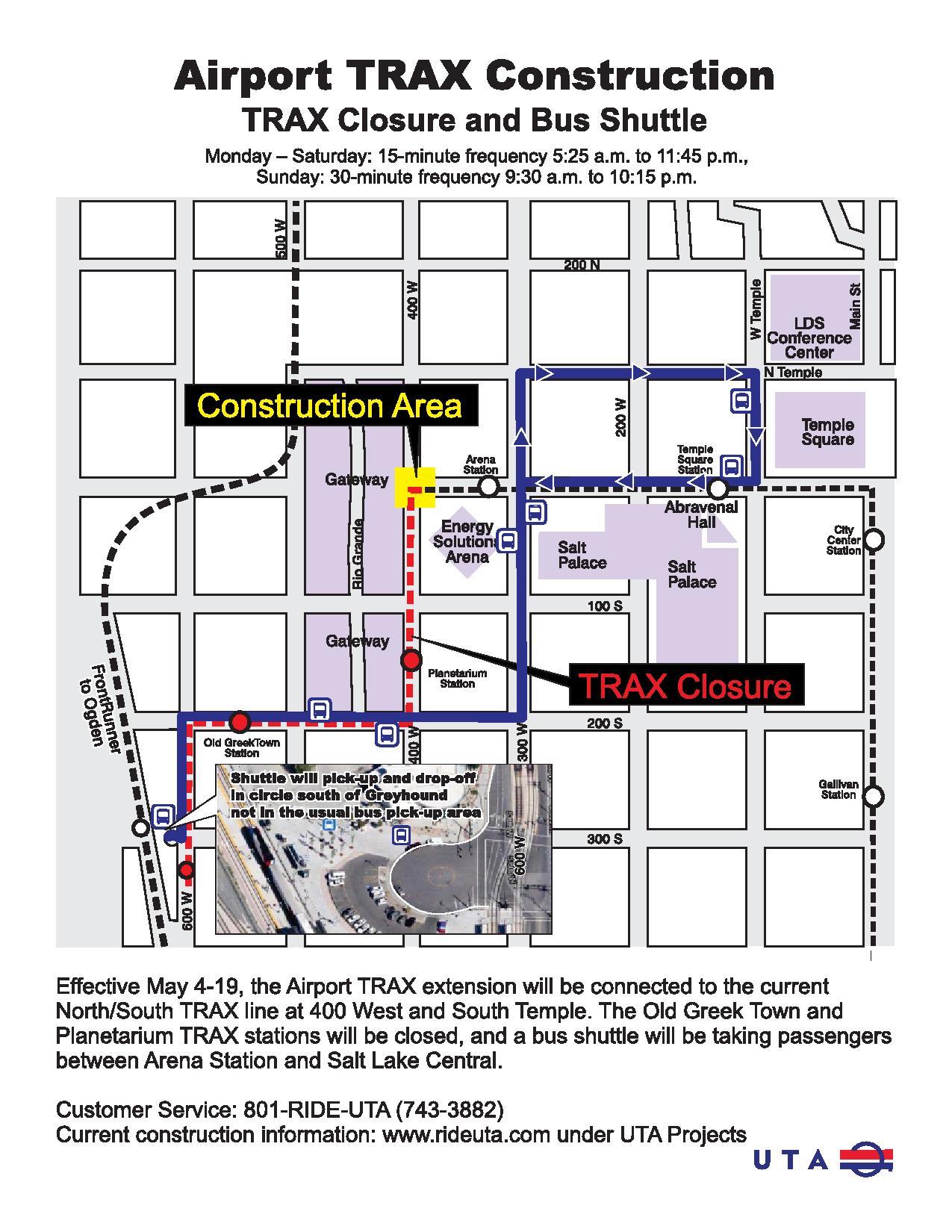 Three TRAX Stations Closed in May